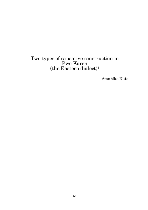 (PDF) Two types of causative construction in Pwo Karen