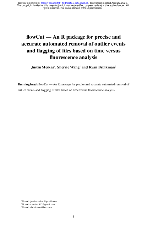 (PDF) flowCut — An R package for precise and accurate automated removal of outlier events and ...