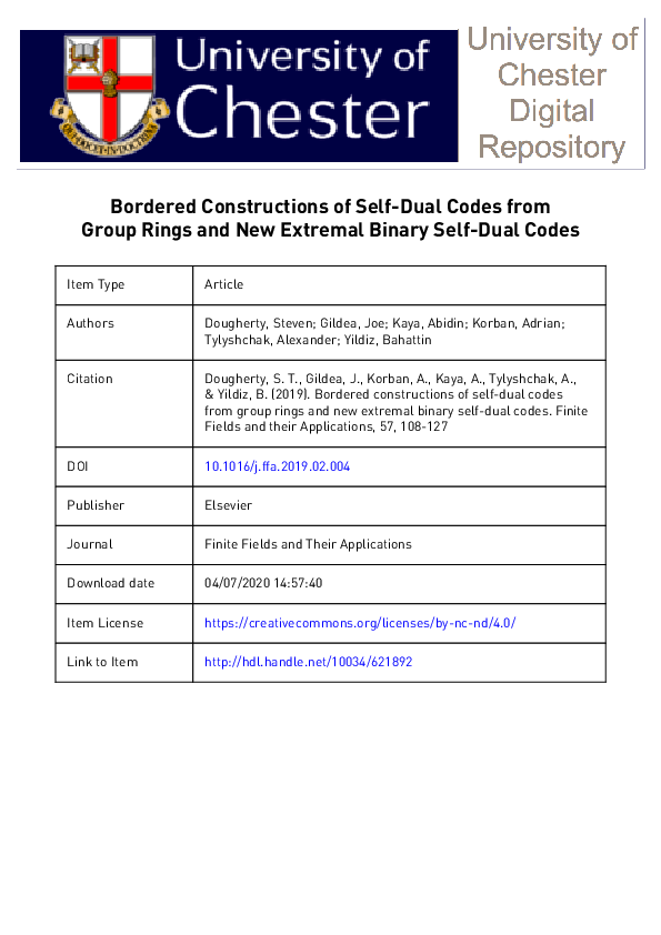 (PDF) Bordered constructions of self-dual codes from group rings and new extremal binary self ...