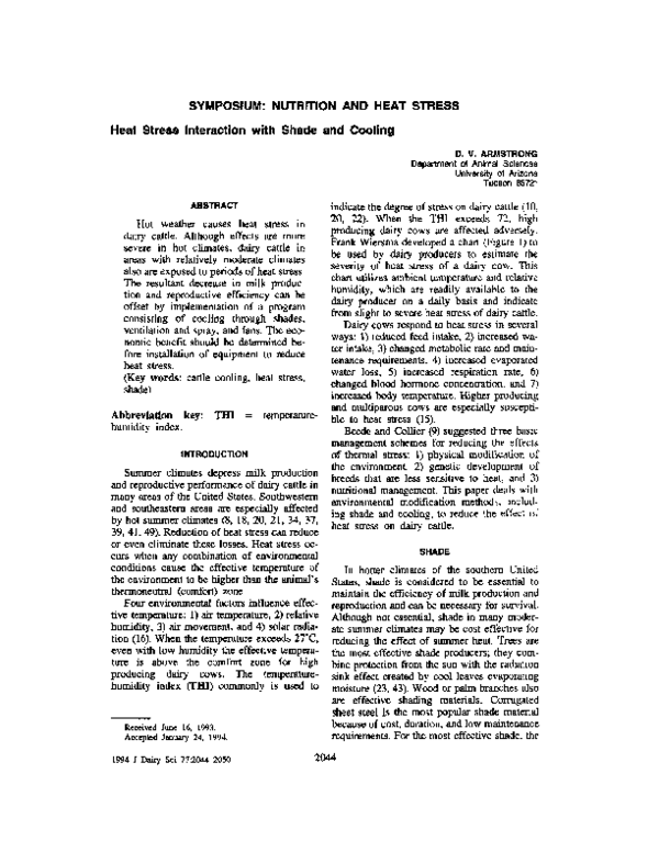 (PDF) Heat Stress Interaction with Shade and Cooling