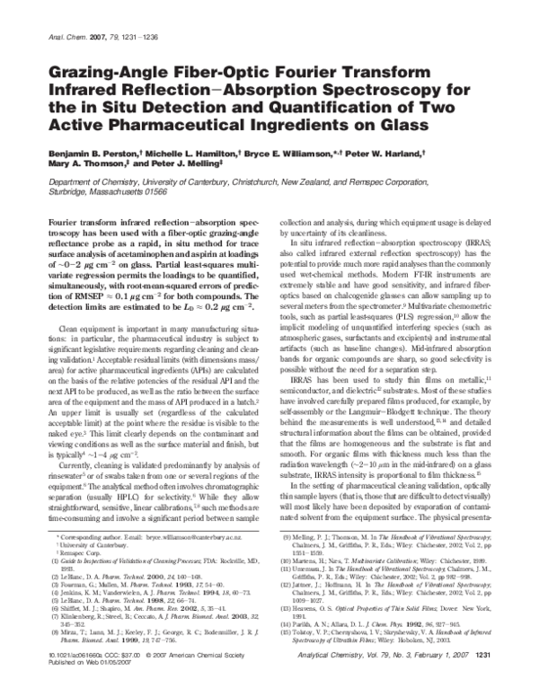 (PDF) Grazing-Angle Fiber-Optic Fourier Transform Infrared Reflection−Absorption Spectroscopy ...