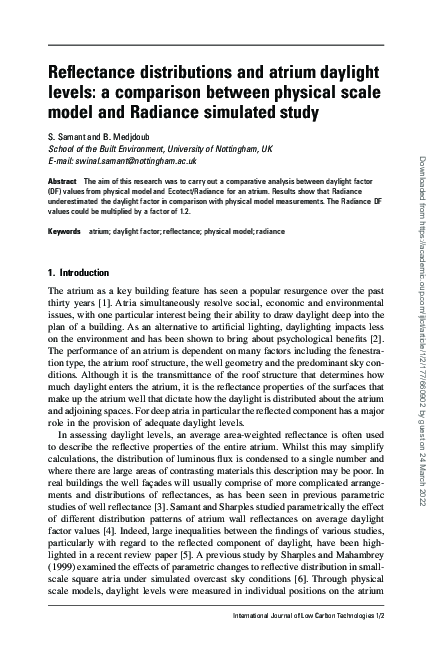 (PDF) Reflectance distributions and atrium daylight levels: a ...