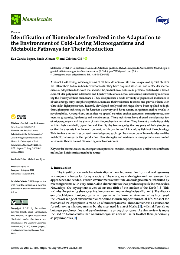 (PDF) Identification of Biomolecules Involved in the Adaptation to the ...
