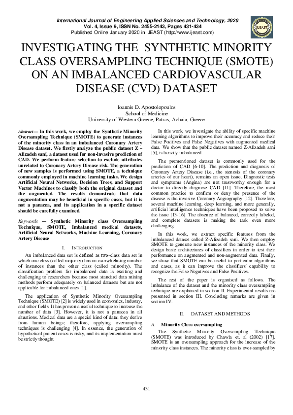 (PDF) Investigating the Synthetic Minority Class Oversampling Technique ...