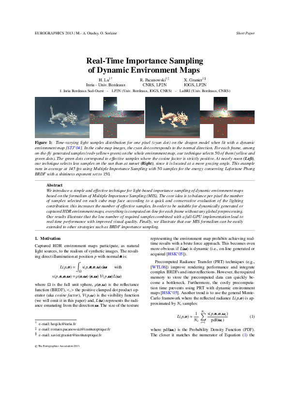 (PDF) X.: Real-Time Importance Sampling of Dynamic Environment Maps