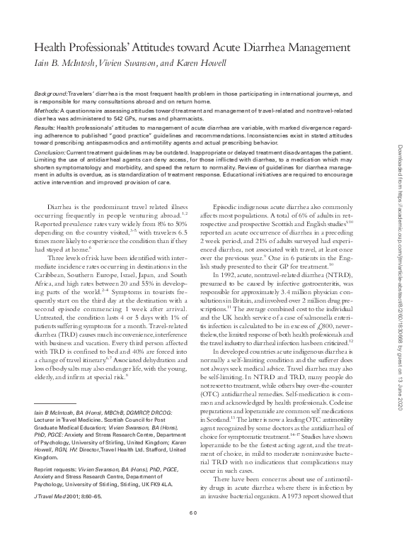 (PDF) Health Professionals’ Attitudes toward Acute Diarrhea Management