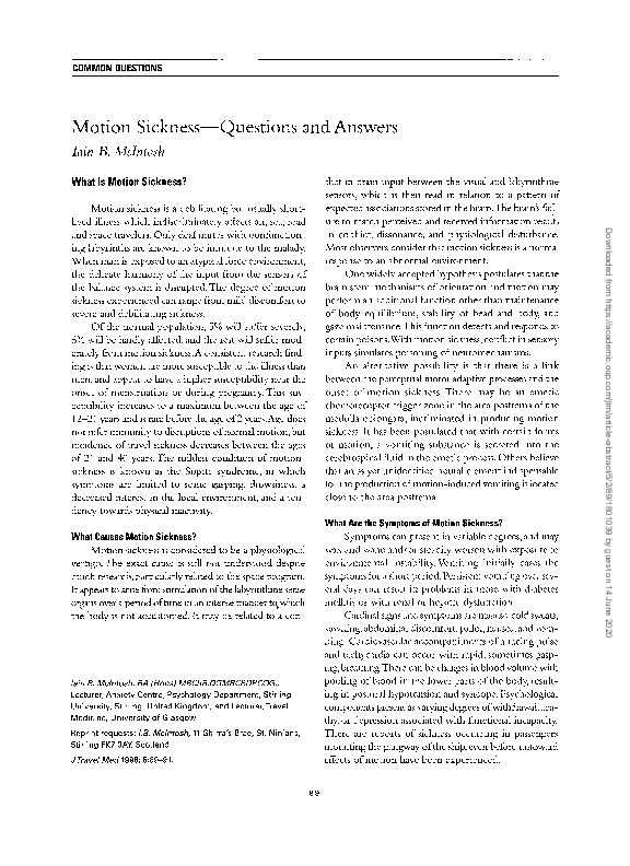 (PDF) Motion Sickness—Questions and Answers