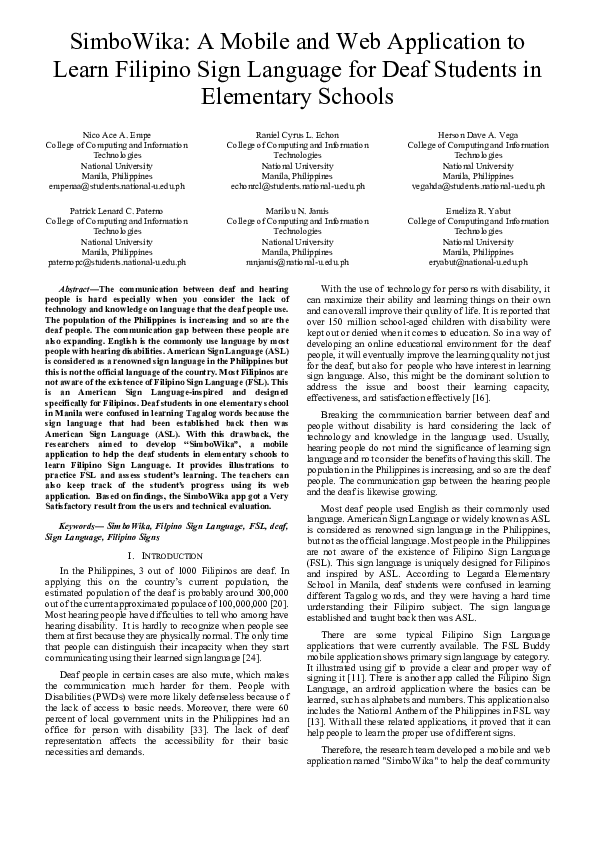 (PDF) SimboWika: A Mobile and Web Application to Learn Filipino Sign ...