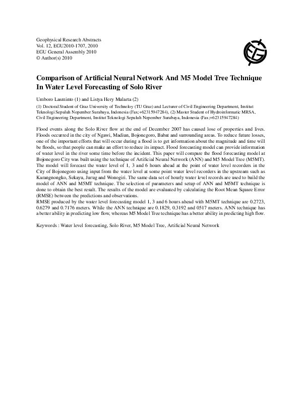 (PDF) Comparison of Artificial Neural Network And M5 Model Tree Technique In Water Level ...
