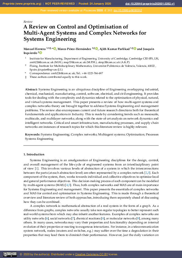 (PDF) A Review on Control and Optimisation of Multi-Agent Systems and ...