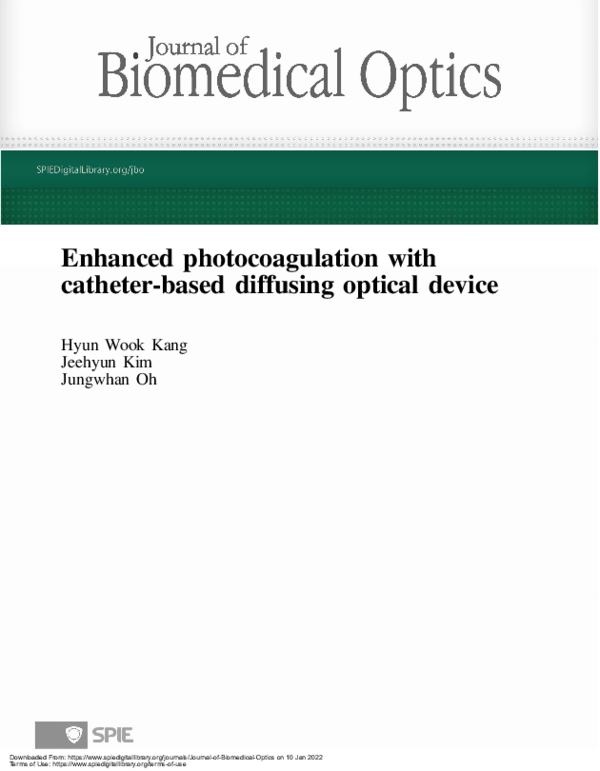 (PDF) Enhanced photocoagulation with catheter-based diffusing optical ...