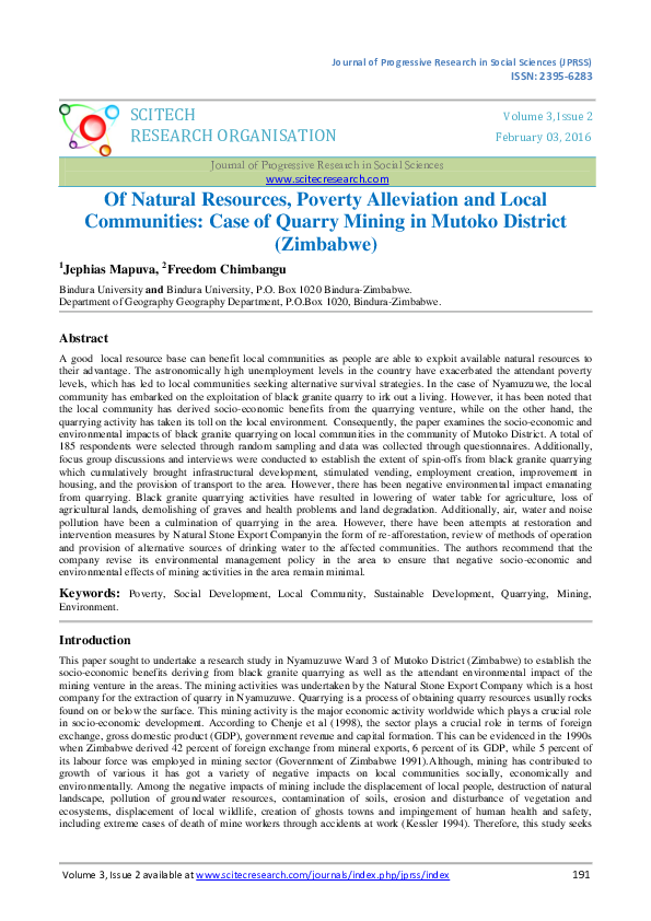 (PDF) Of Natural Resources, Poverty Alleviation and Local Communities ...