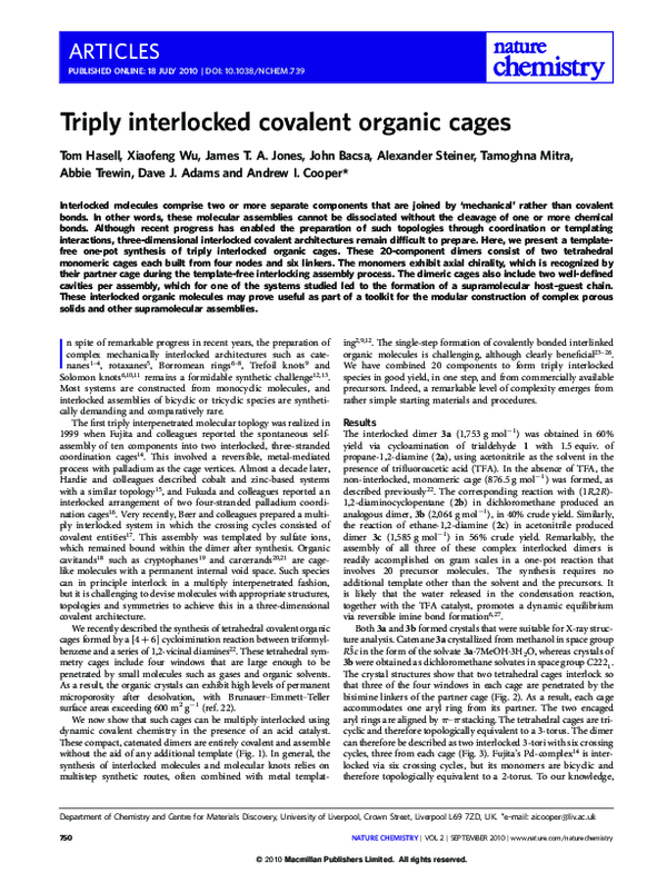 (PDF) Triply interlocked covalent organic cages
