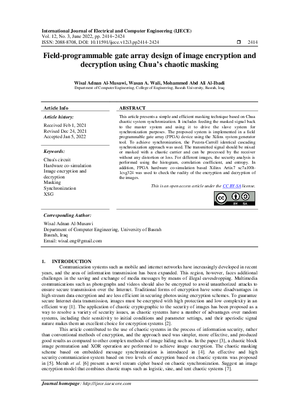 Pdf Field Programmable Gate Array Design Of Image Encryption And