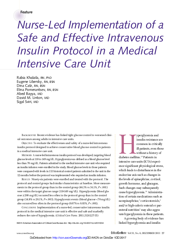 (PDF) Nurse-Led Implementation of a Safe and Effective Intravenous ...