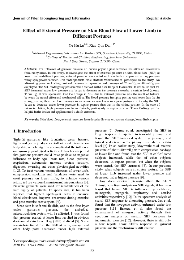 (PDF) Effect of External Pressure on Skin Blood Flow at Lower Limb in ...