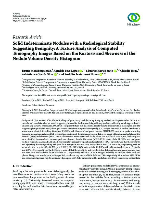 (PDF) Solid Indeterminate Nodules with a Radiological Stability ...