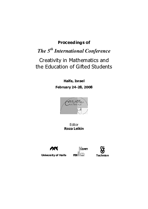 (PDF) Creativity in Mathematics and the Education of Gifted Students
