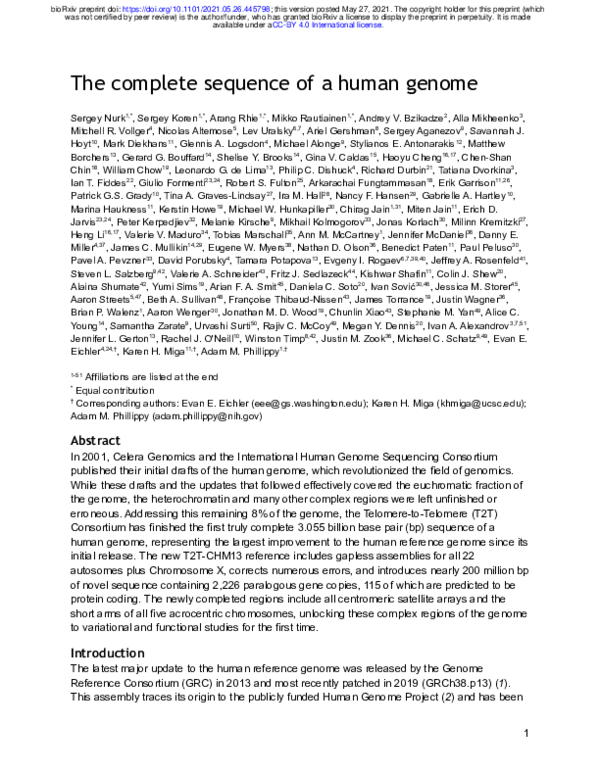 (PDF) The complete sequence of a human genome