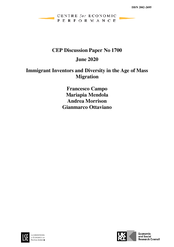 (PDF) Immigrant Inventors and Diversity in the Age of Mass Migration