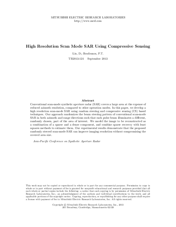 (PDF) High resolution scan mode SAR using compressive sensing