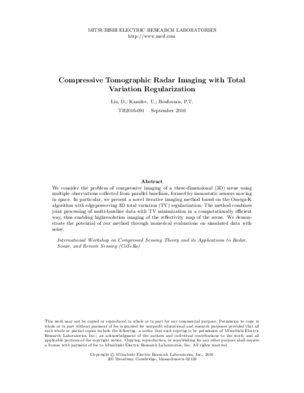 (PDF) Compressive tomographic radar imaging with total variation ...