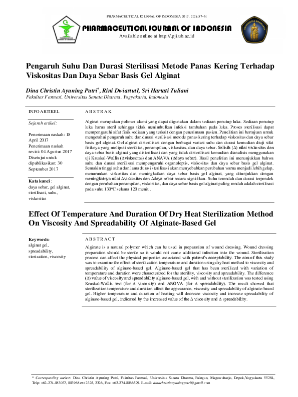 (PDF) Pengaruh Suhu Dan Durasi Sterilisasi Metode Panas Kering Terhadap ...