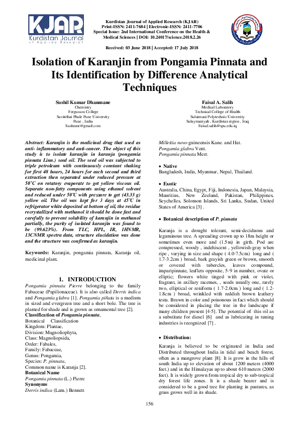 (PDF) Isolation of Karanjin from Pongamia Pinnata and Its ...
