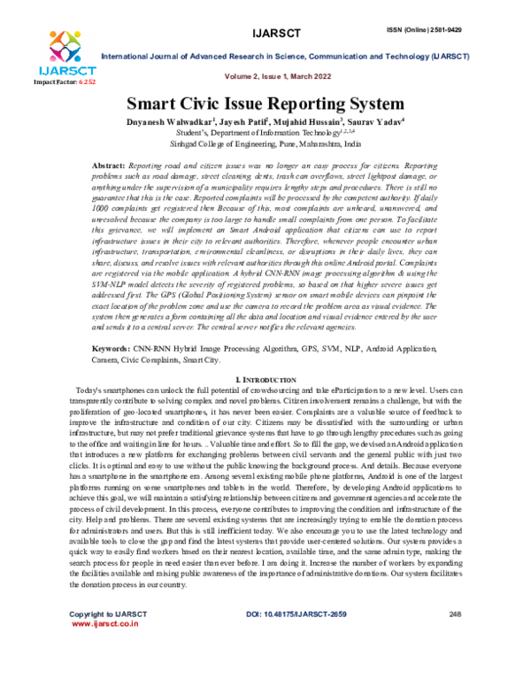 (PDF) Smart Civic Issue Reporting System
