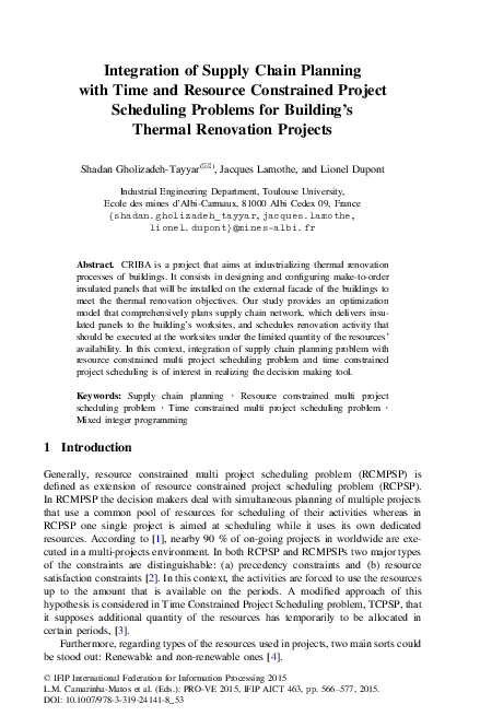 (PDF) Integration of Supply Chain Planning with Time and Resource ...
