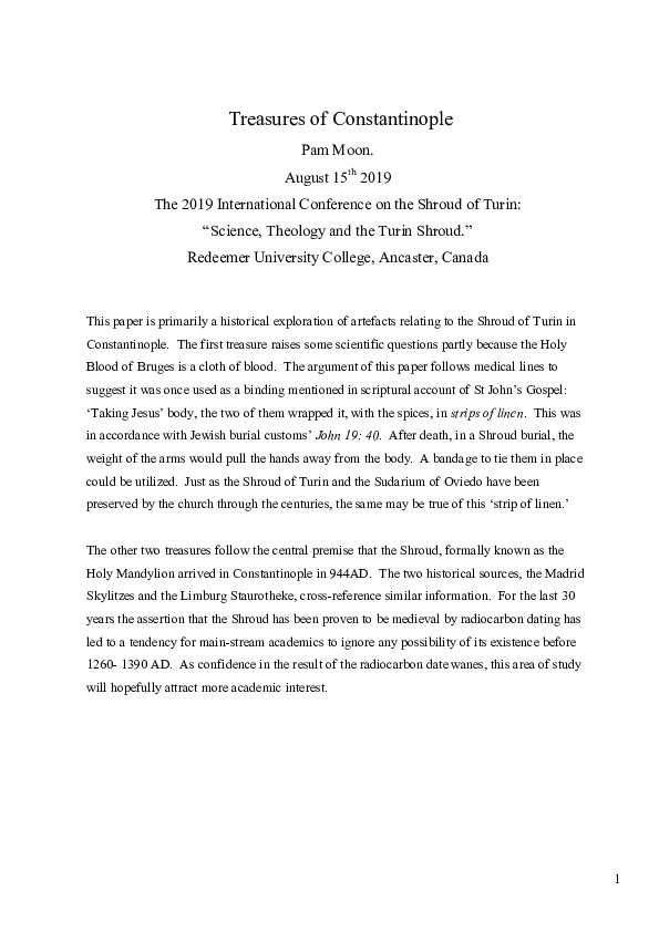 (PDF) Three Treasures of Constantinople: The Holy Blood of Bruges, a ...