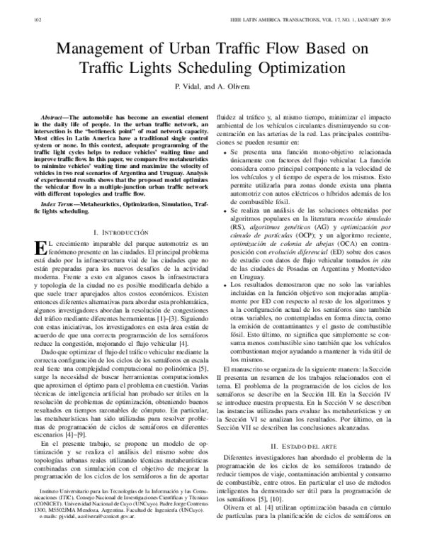 Pdf Management Of Urban Traffic Flow Based On Traffic Lights Scheduling Optimization