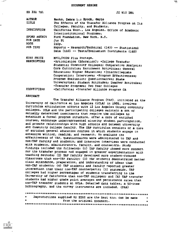 (PDF) The Effects of the Transfer Alliance Program on Its Colleges ...