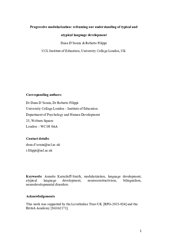 (PDF) Progressive modularization: Reframing our understanding of typical and atypical language ...