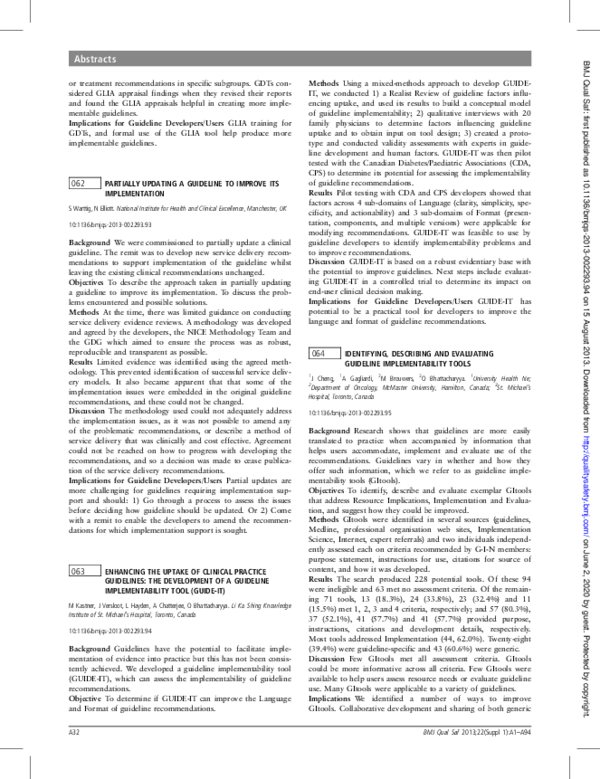 (PDF) 063 Enhancing the Uptake of Clinical Practice Guidelines: The Development of a Guideline ...