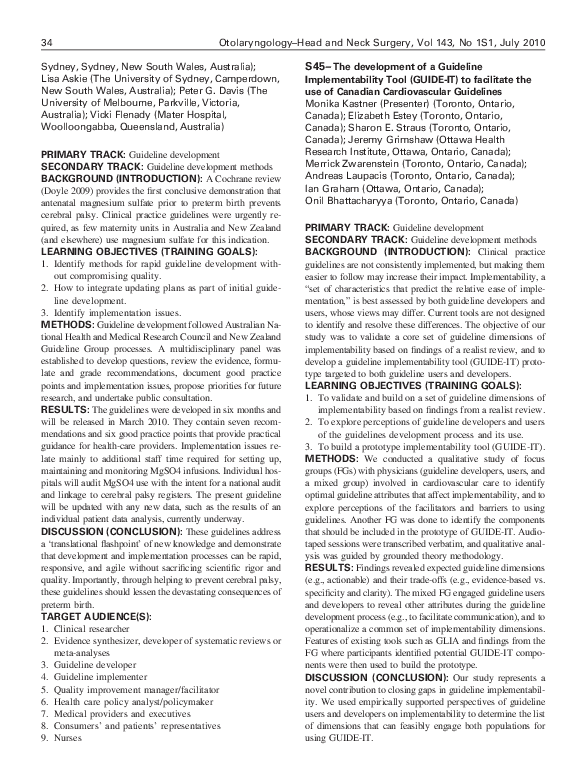 (PDF) S45– The development of a Guideline Implementability Tool (GUIDE ...