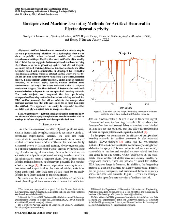 (PDF) Unsupervised Machine Learning Methods for Artifact Removal in ... (PDF) Unsupervised Machine Learning Methods for Artifact Removal in ...