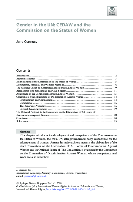 (PDF) Gender in the UN: CEDAW and the Commission on the Status of Women