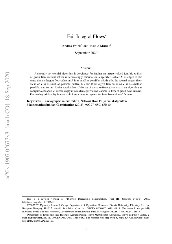 (PDF) Fair Integral Flows