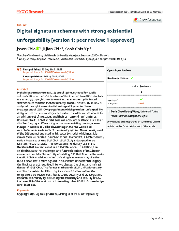 (PDF) Digital signature schemes with strong existential unforgeability ...