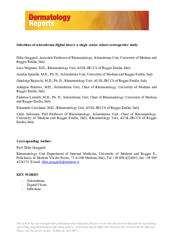 (PDF) Infections of scleroderma digital ulcers: a single center cohort ...