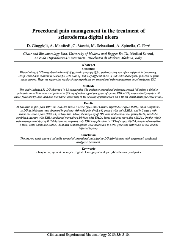 (PDF) Procedural pain management in the treatment of scleroderma ...