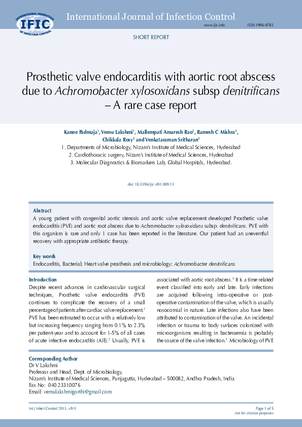 (PDF) Prosthetic valve endocarditis with aortic root abscess due to ...