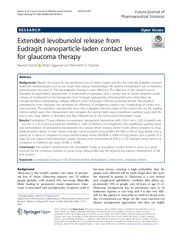 (PDF) Extended levobunolol release from Eudragit nanoparticle-laden ...