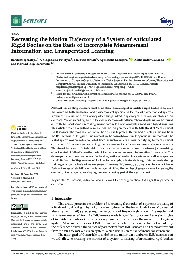 Pdf Recreating The Motion Trajectory Of A System Of Articulated Rigid