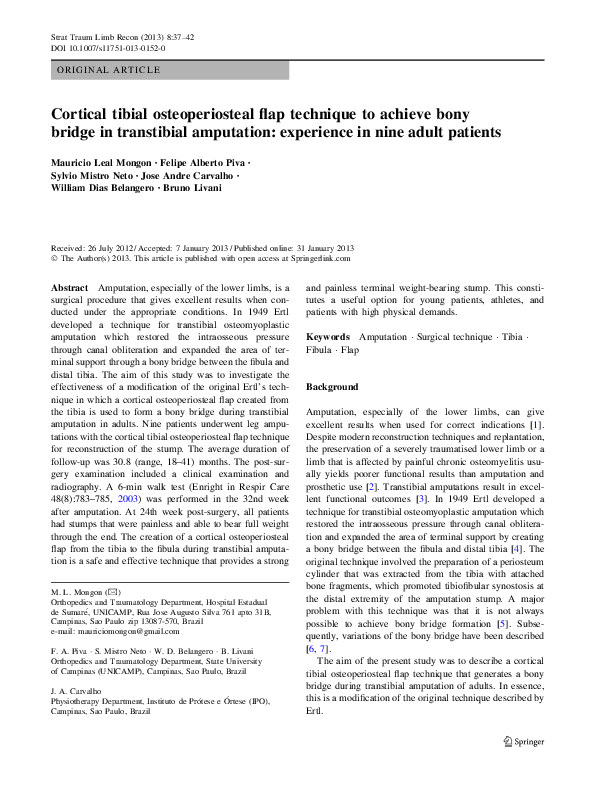 (PDF) Cortical tibial osteoperiosteal flap technique to achieve bony ...