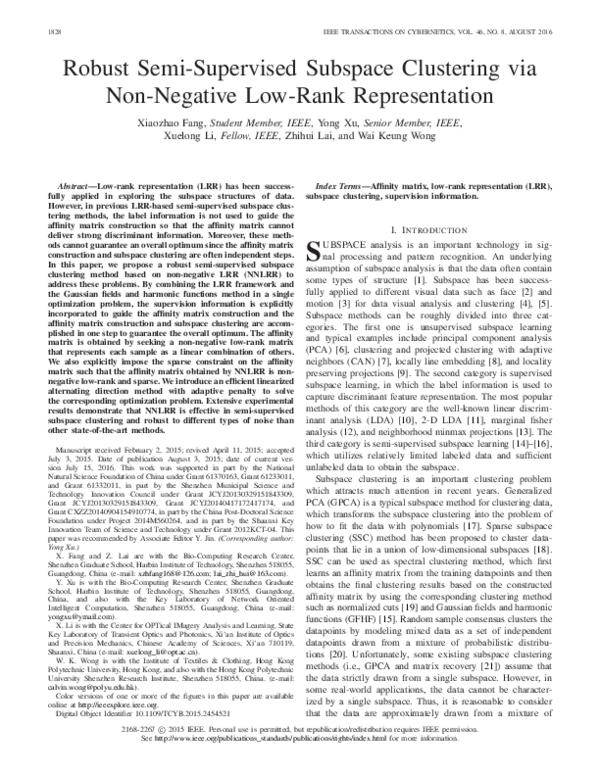 (PDF) Robust Semi-Supervised Subspace Clustering via Non-Negative Low ... (PDF) Robust Semi-Supervised Subspace Clustering via Non-Negative Low ...
