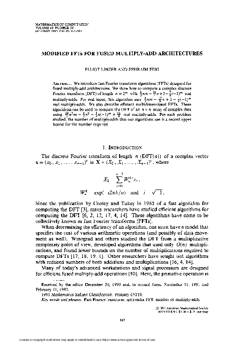 (PDF) Modified FFTs for fused multiply-add architectures