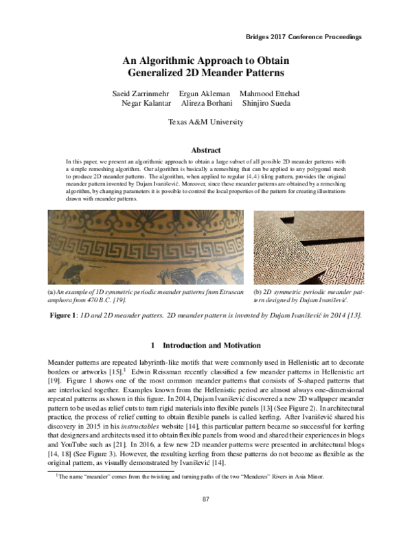 (PDF) An Algorithmic Approach to Obtain Generalized 2D Meander-Patterns