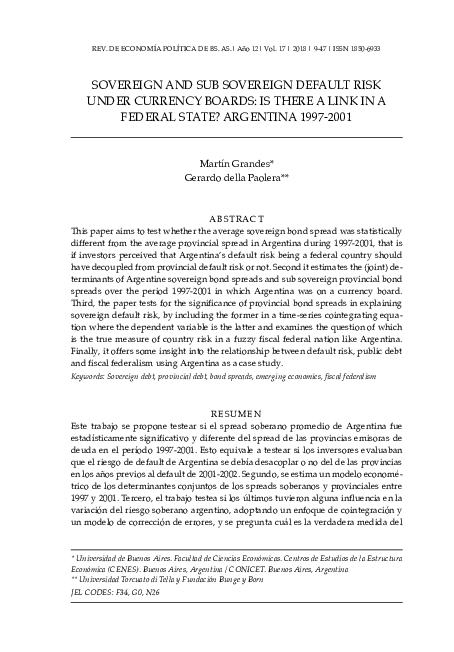 (PDF) Sovereign and Sub Sovereign Default Risk Under Currency Boards ...